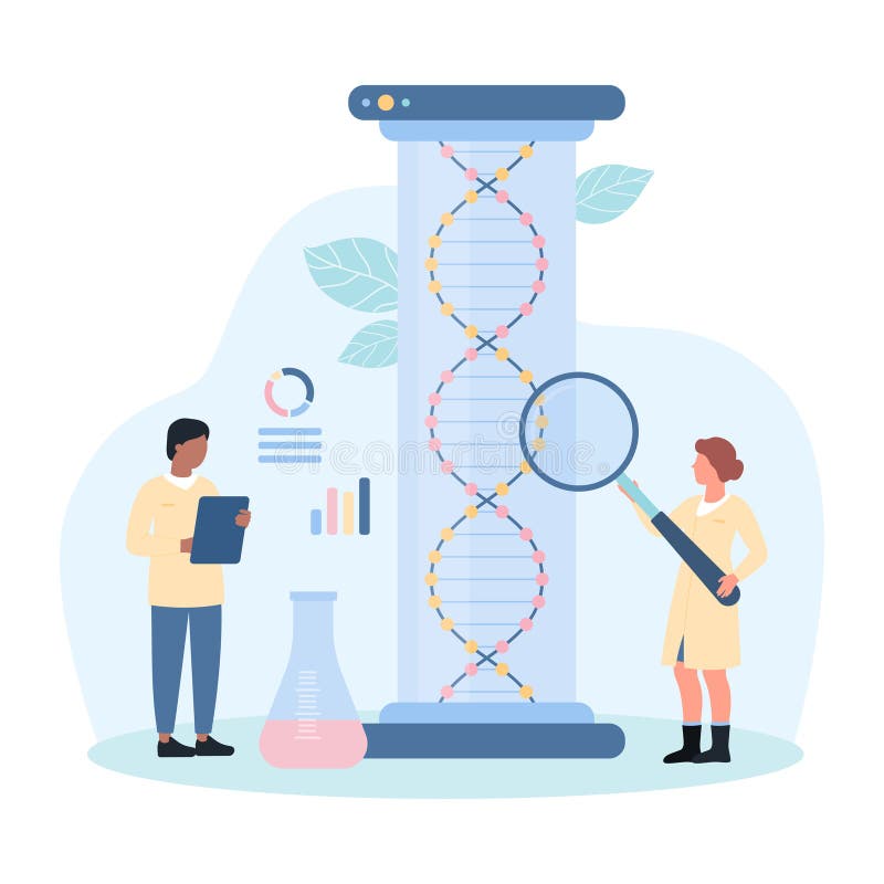 DNA Research in Biotech Laboratory, Tiny Scientists Study DNA Molecular ...
