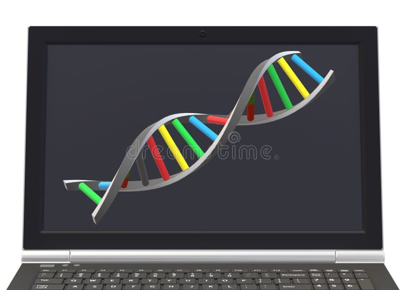 A DNA Scientific Strand Appearing on a Notebook Computer Screen White ...