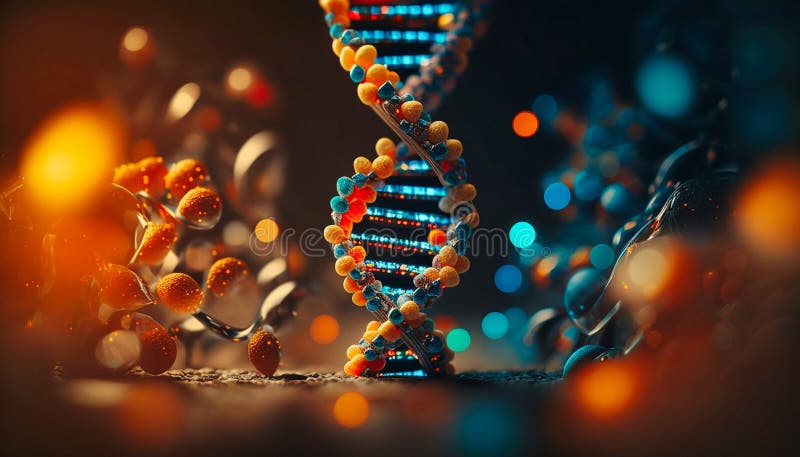 DNA Sequence Line Close-up, Generative AI Stock Illustration ...