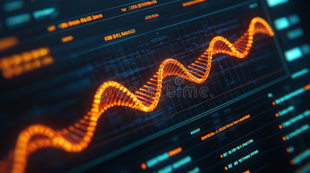 DNA Sequence Visualization on Futuris Interface Stock Illustration ...