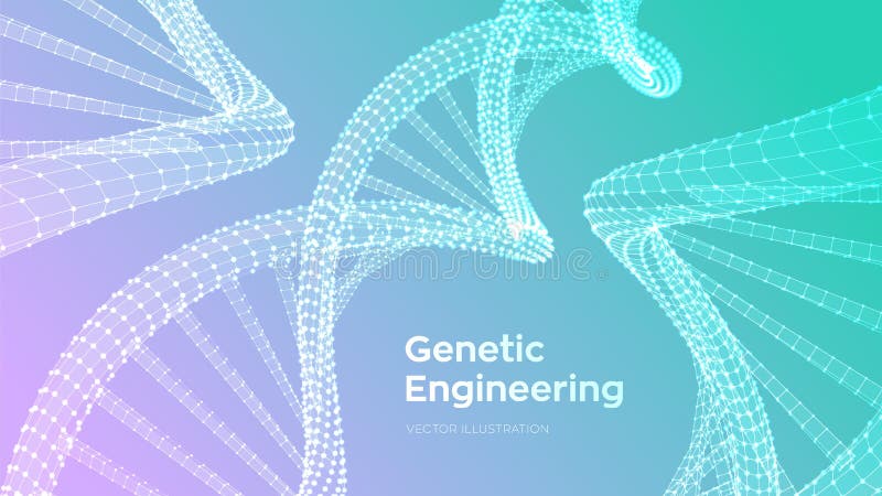 DNA Sequence. Wireframe DNA Molecules Structure Mesh. DNA Code Editable ...