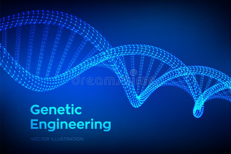 DNA Sequence. Wireframe DNA Molecules Structure Mesh. DNA Code Editable ...