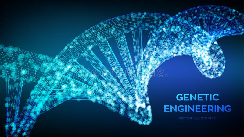 DNA Sequence. Wireframe DNA Molecules Structure Mesh. DNA Code Editable ...