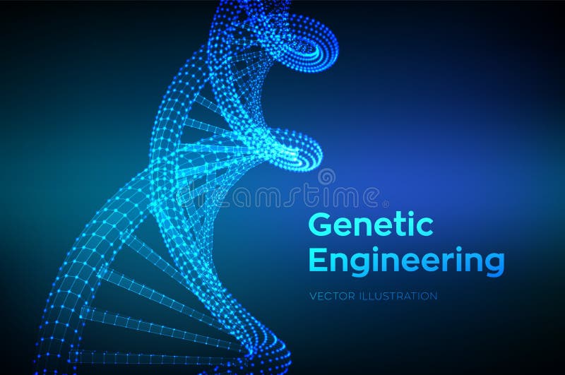 DNA Sequence. Wireframe DNA Molecules Structure Mesh. DNA Code Template ...