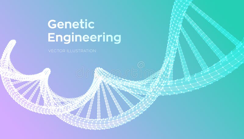 DNA Sequence. Wireframe DNA Molecules Structure Mesh. DNA Code Editable ...