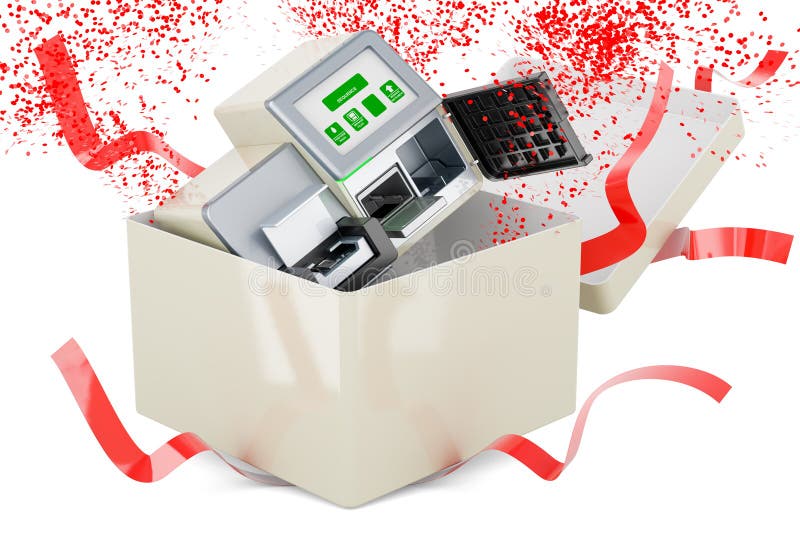 DNA Sequencer Inside Gift Box, 3D Rendering Stock Illustration ...