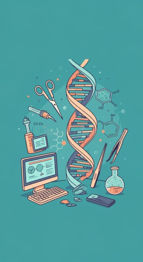 DNA Sequencing and Biotechnology Concept Futuristic Illustration ...