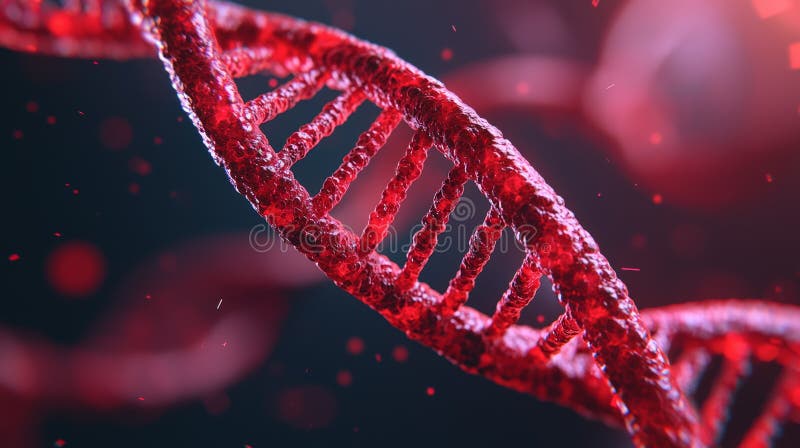 DNA Sequencing Concept with Red Helix Structure Stock Illustration ...