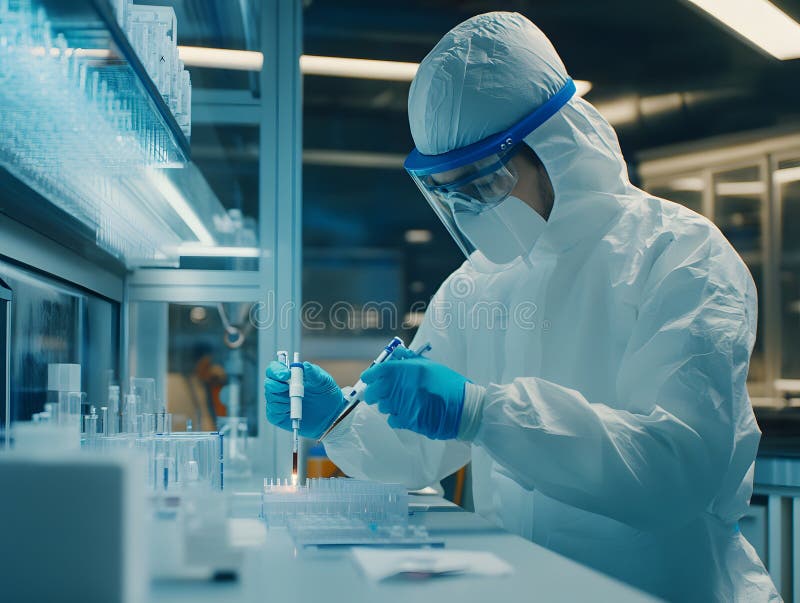 DNA Sequencing Machine at Work in a Sterile Lab, Glowing with Digital ...