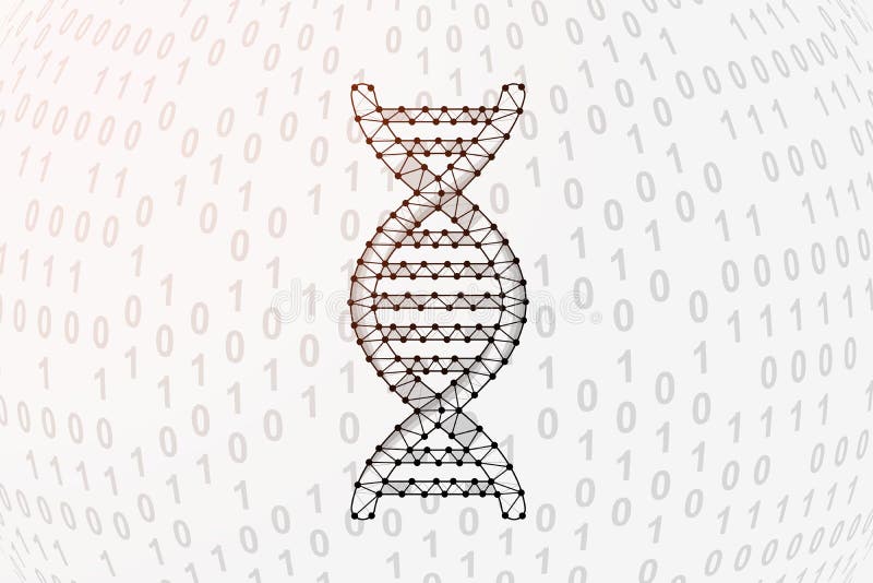 DNA Spiral 3d Low Poly Symbol with Binary Code Background. Science ... DNA Spiral 3d Low Poly Symbol with Binary Code Background. Science ...