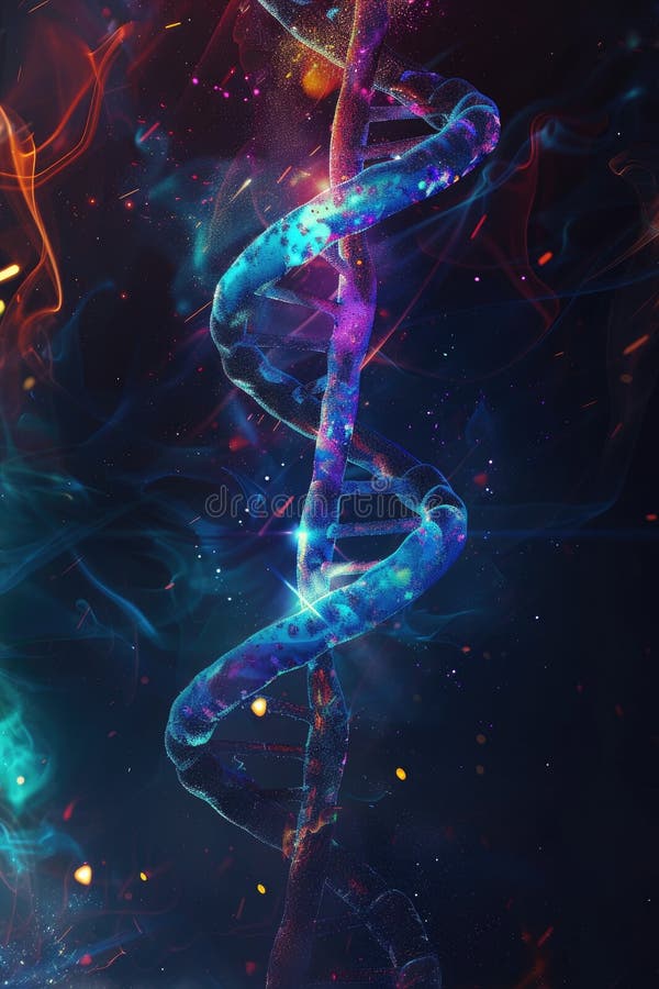 DNA Spiral on a Dark Background Stock Illustration - Illustration of ...