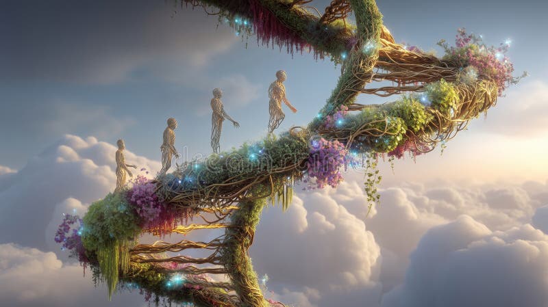 DNA Spiral of Life and Nature Transformation Stock Image - Image of ...
