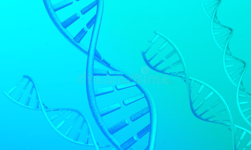 DNA Spirals on a Green and Blue Background. 3d Render Stock ...