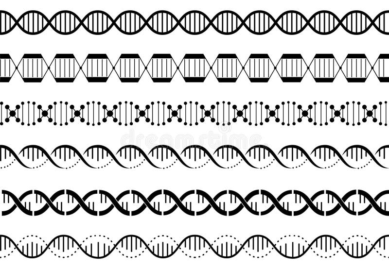 Dna Spirals Seamless Pattern. Genetics Helix Borders, Gene Chains ...