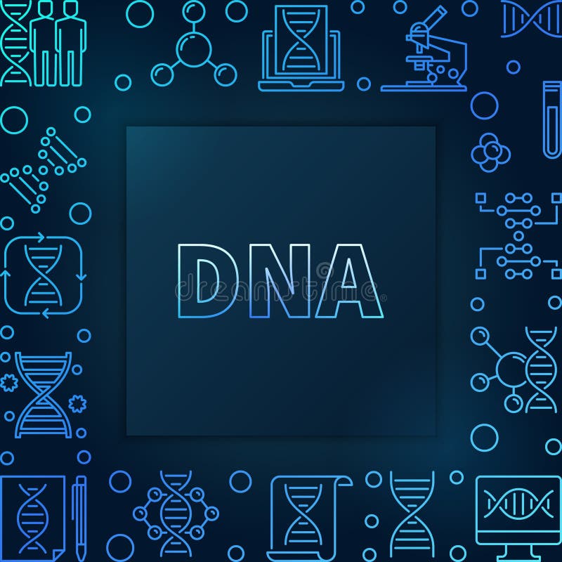 DNA Square Blue Linear Frame - Vector Illustration Stock Vector ...