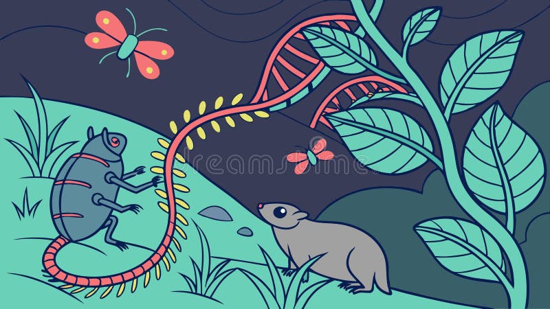 DNA Strand with Animals, Genetics Biodiversity Concept Vector Design ...