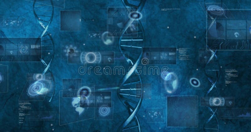 Dna Strand With Binary Coding Processing Scientific Data In Animation 8516