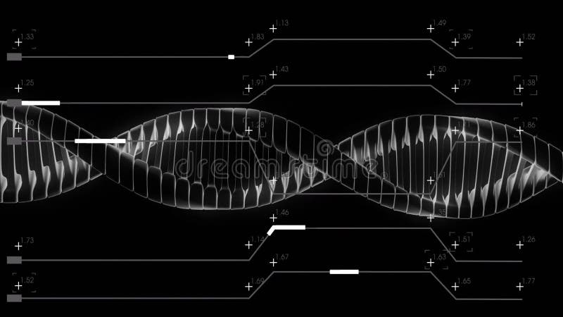 Dna Strand And Binary Coding Processing Scientific Data In Animation