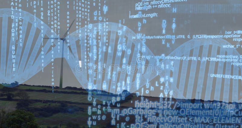 Dna Strand And Binary Coding Scientific Data Processing Animation Over