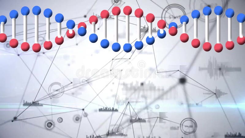 Dna Strand With Binary Coding For Scientific Data Processing Animation In School Stock Footage