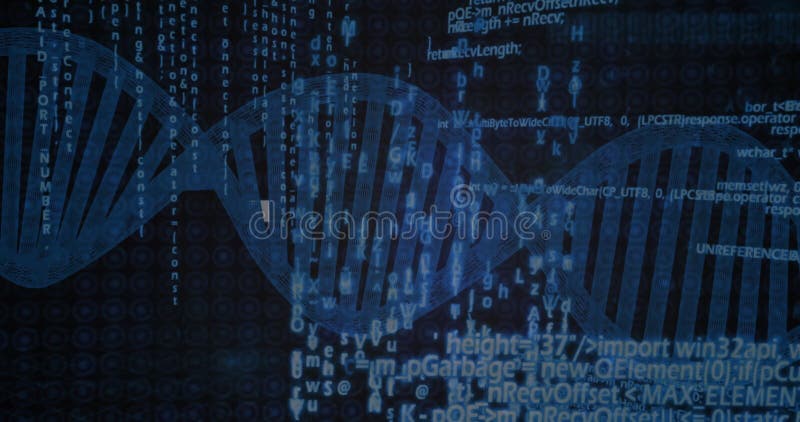 DNA Strand and Binary Coding, Scientific Data Processing Animation ...