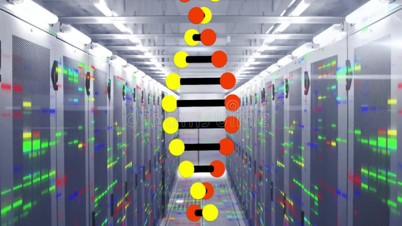 Dna Strand And Binary Coding Scientific Data Processing Animation In