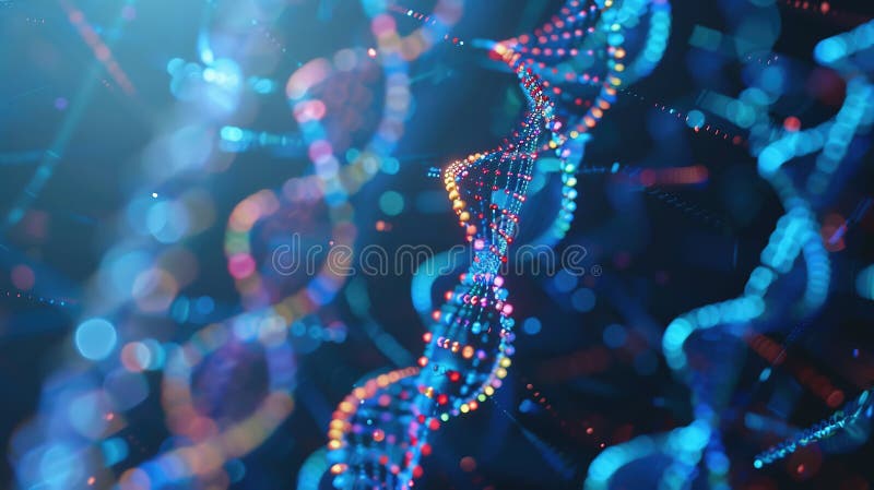 DNA Strand and Binary Coding, Scientific Data Processing Image. Biotechnology, Genetics, DNA ...