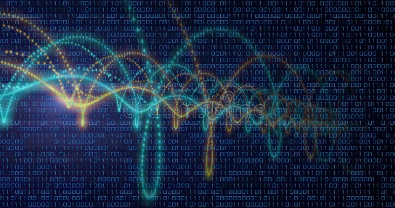 DNA Strand and Binary Coding, Scientific Data Processing Image Stock ...