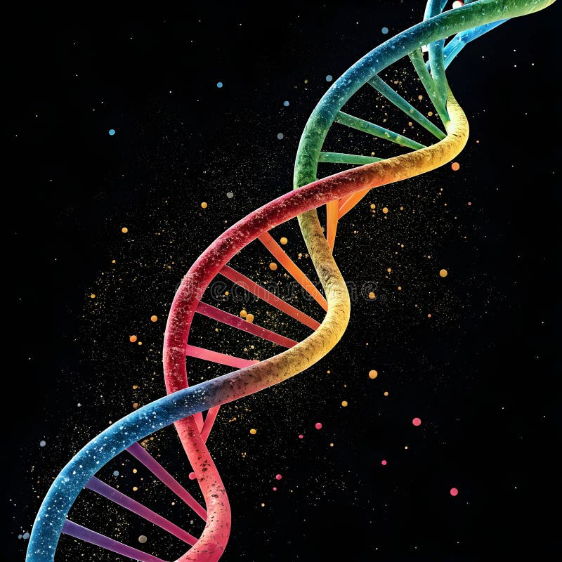 A DNA Strand with a Black Background, Emphasizing the Intricate Double ...