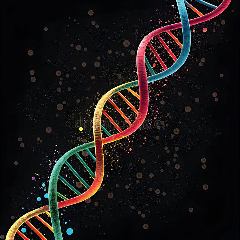 A DNA Strand with a Black Background, Emphasizing the Intricate Double ...