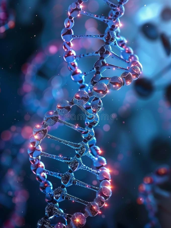 Dna Strand on Blue Background Stock Illustration - Illustration of ...