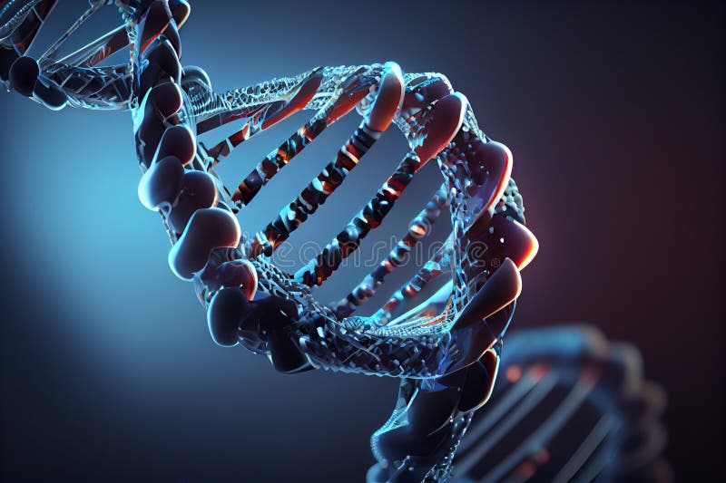 DNA Strand in Blue Color, (Created with Generative AI Technology) Stock ...