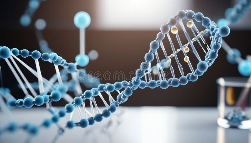 A DNA Strand with Blue and Gold Balls Stock Illustration - Illustration ...