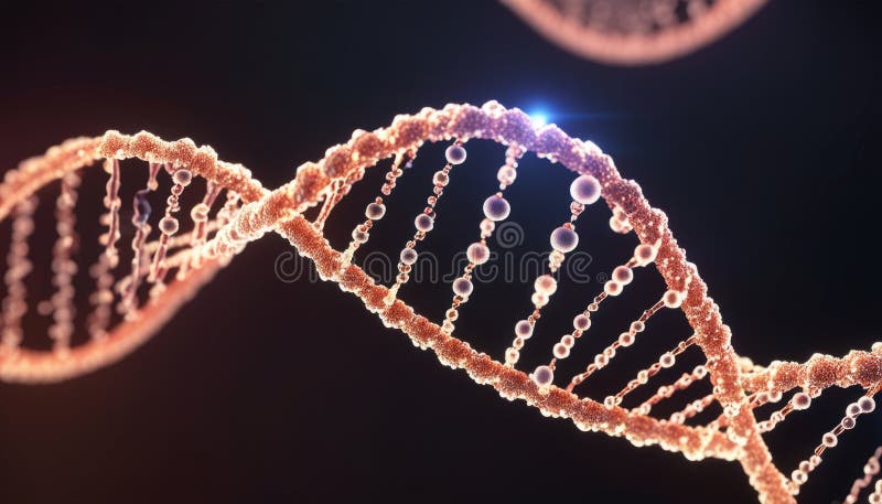 A DNA Strand with a Blue Light in the Middle Stock Illustration ...