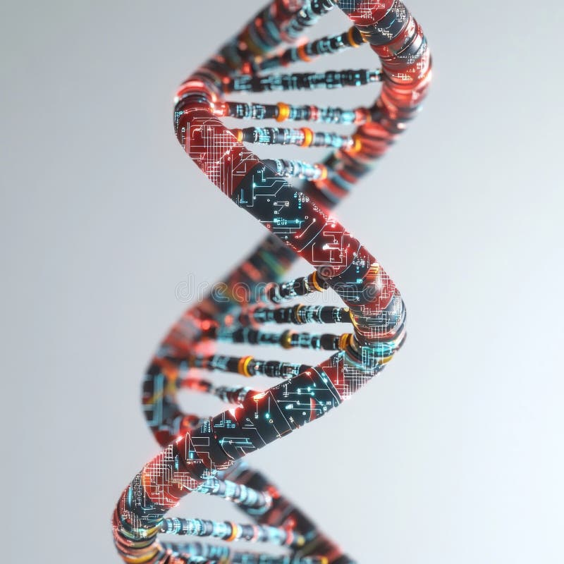 A DNA Strand with a Blue and Red Color Scheme Stock Illustration ...