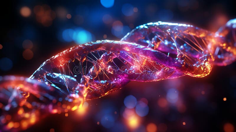 A Dna Strand with Colorful Lights. Generative AI. Stock Illustration ...