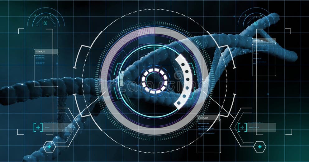 DNA Strand and Digital Interface, Scientific Data Processing Image ...