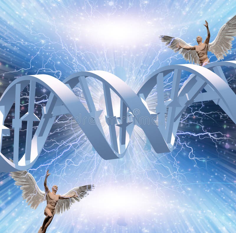 DNA strand in energy burst stock illustration. Illustration of creation ...