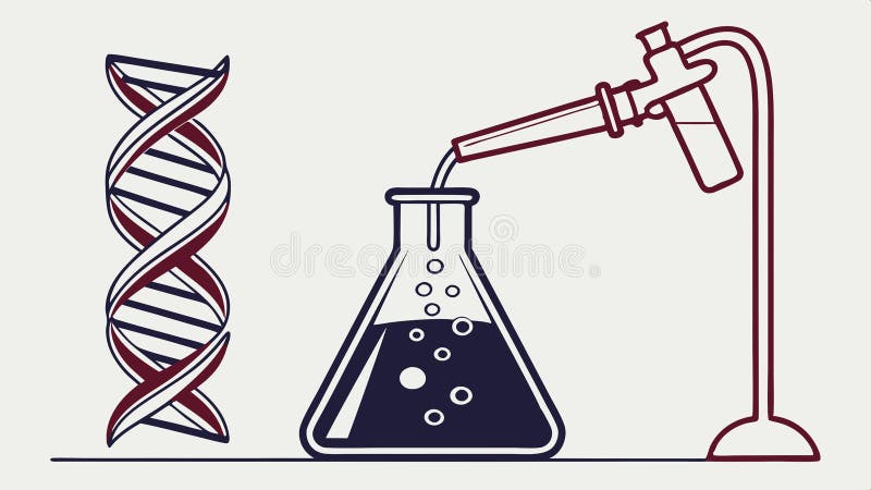 DNA Strand and Flask, Science and Genetics Concept Vector Design ...
