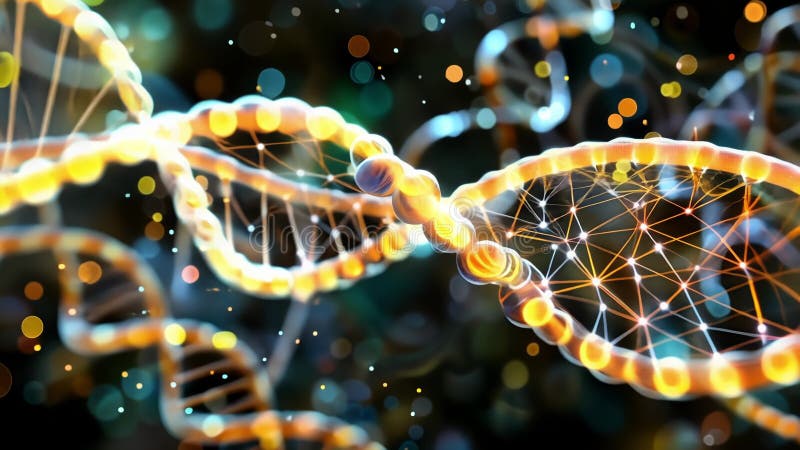 DNA Strand Forming Glowing Network Representing Big Data and Genetic ...