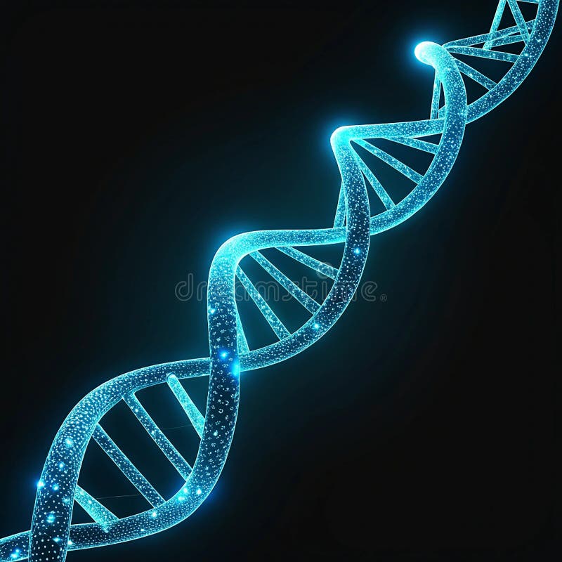 DNA Strand Glowing in Blue Light Stock Illustration - Illustration of ...