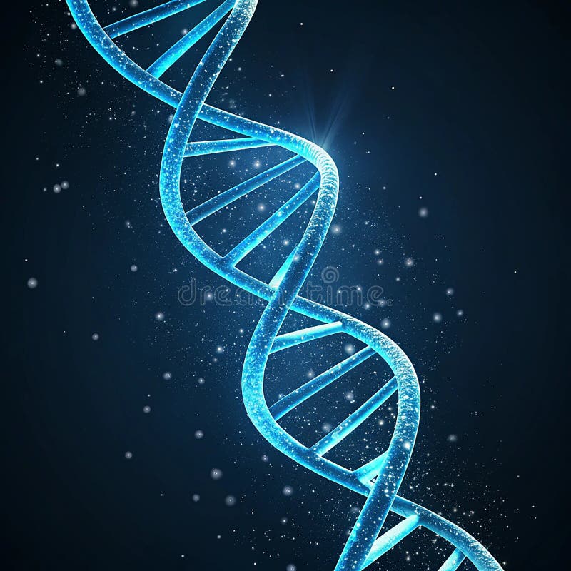 DNA Strand Glowing in Blue Light Stock Illustration - Illustration of ...