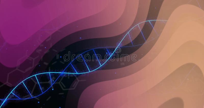 DNA Strand Image Over Abstract Colorful Waves and Molecular Structures ...