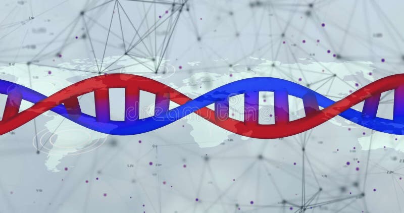 DNA Strand Image Over World Map with Network Connections Stock ...