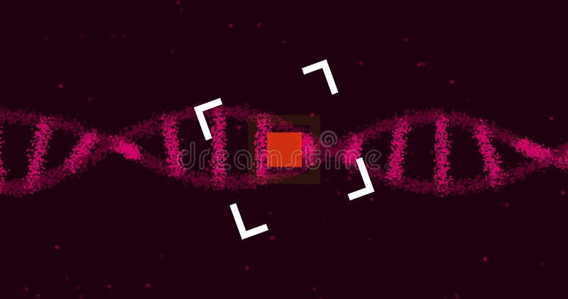 DNA Strand Image with Yellow Square and White Brackets Over Dark ...