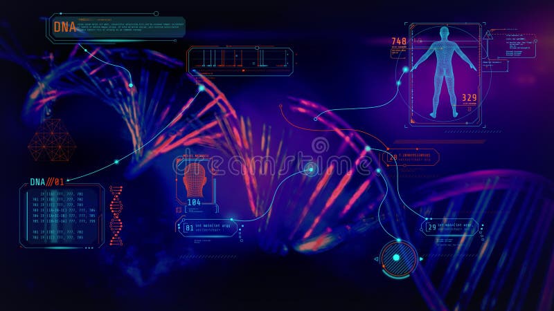 DNA Strand and Infographics To it, 3D Render. Stock Footage - Video of ...