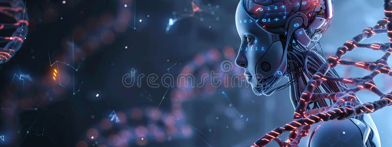 DNA Strand Intertwined with Artificial Intelligence Features Stock ...
