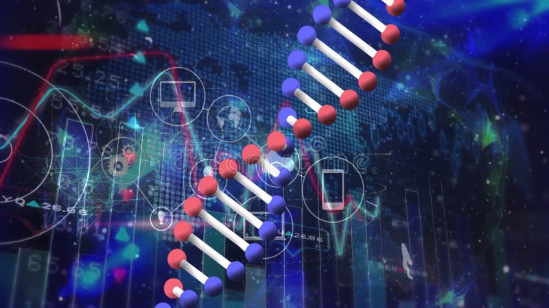 Dna Strand Intertwining With Binary Code Representing Scientific Data