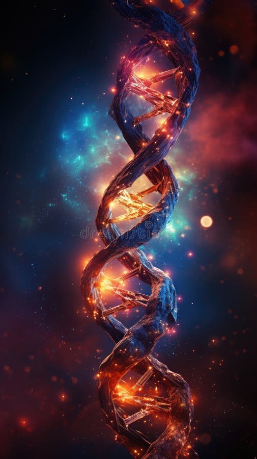 A dna strand with lights stock illustration. Illustration of light ...