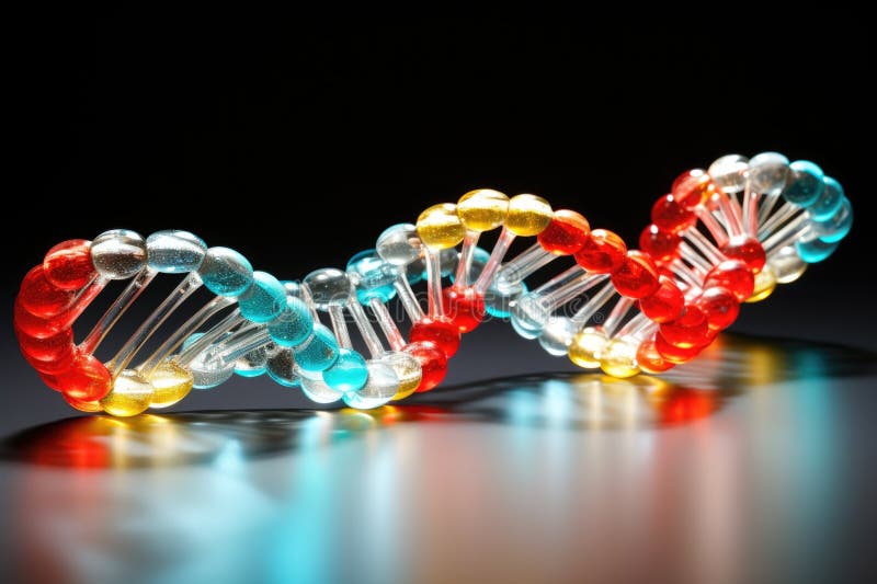 Dna Strand Made from Glass Beads on a Light Table Stock Image - Image ...